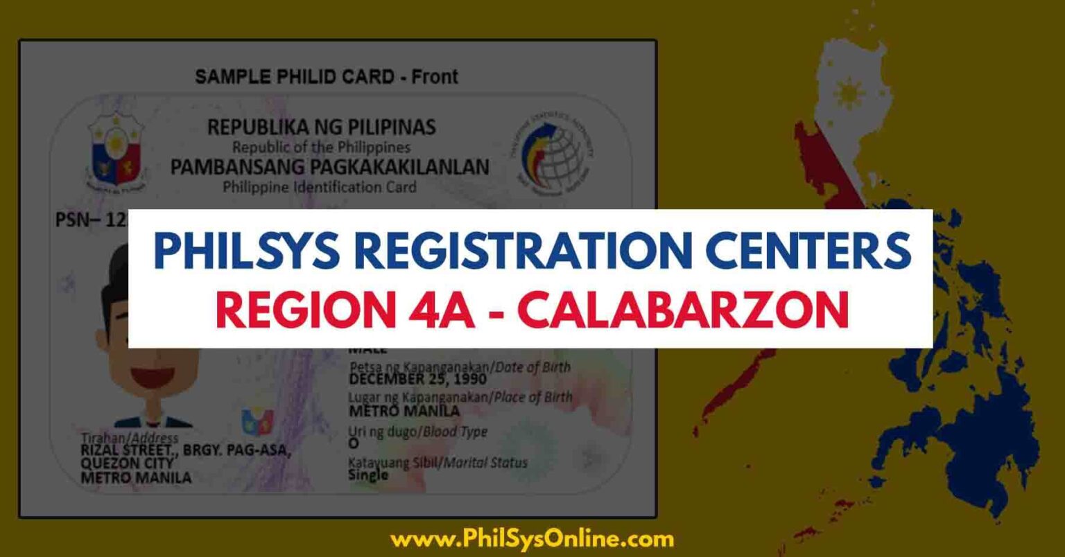 List of PhilSys Registration Centers in Region 4A (CALABARZON ...